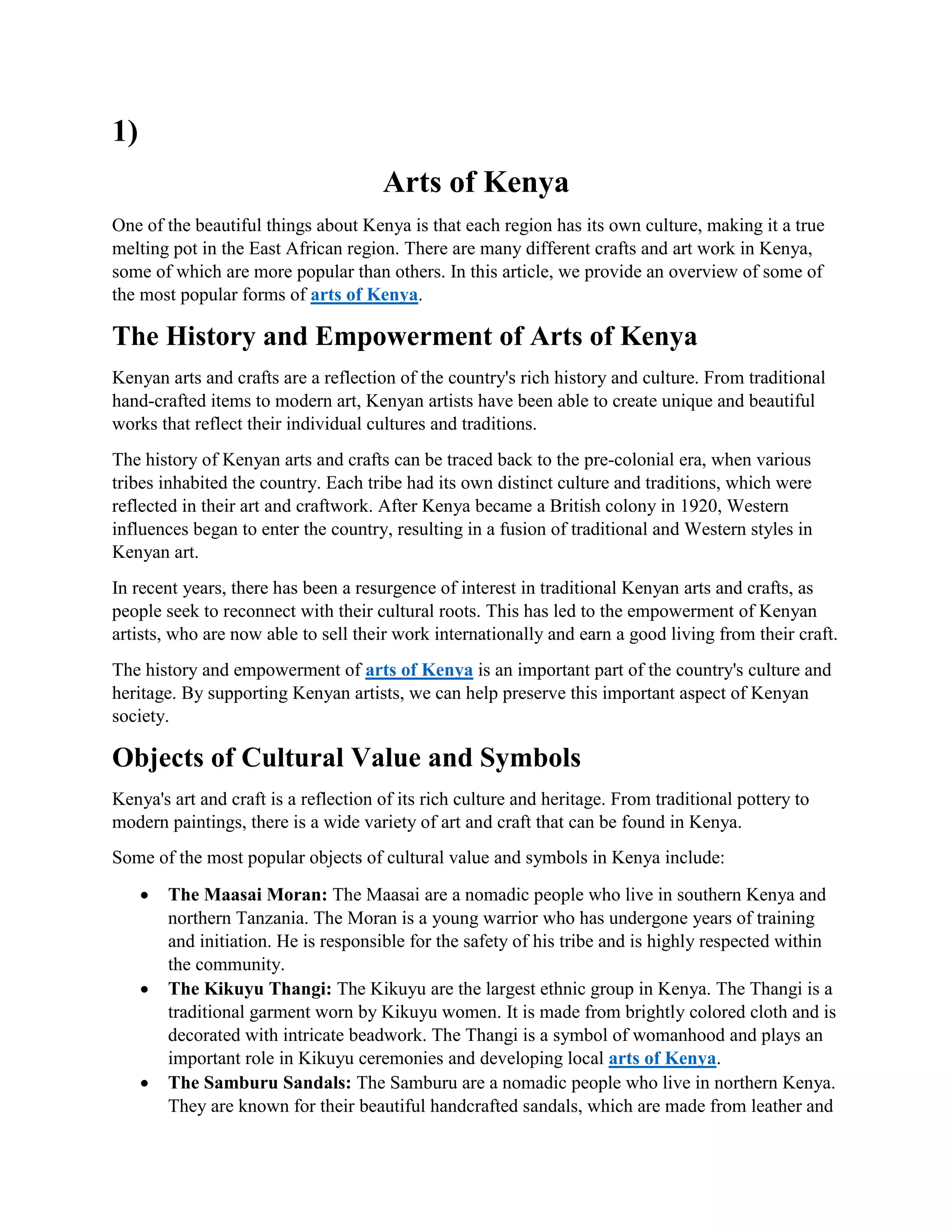 arts of kenya | DOCX