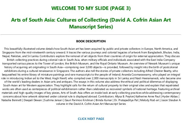 ~>Free Download Arts of South Asia: Cultures of Collecting (David A ...