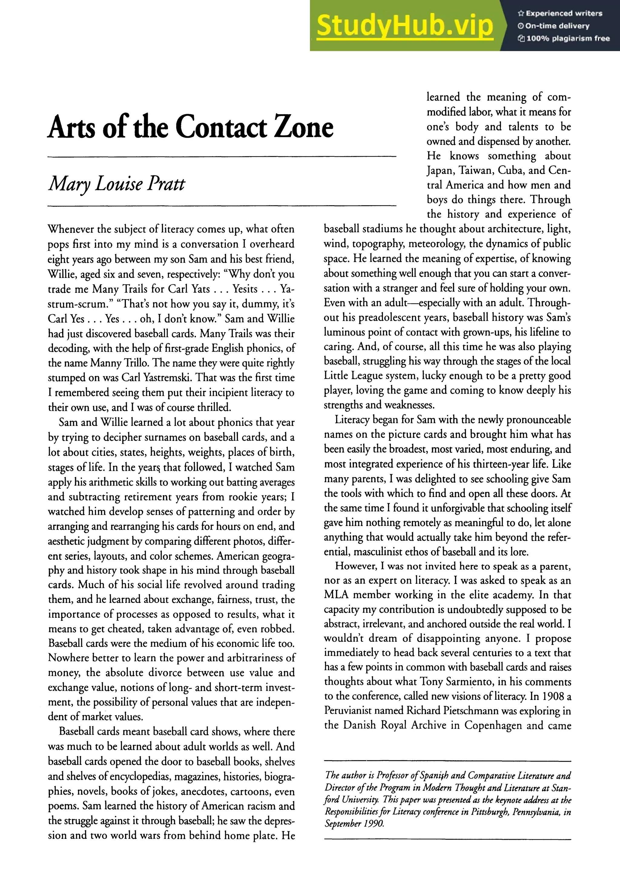 Arts Of The Contact Zone | PDF