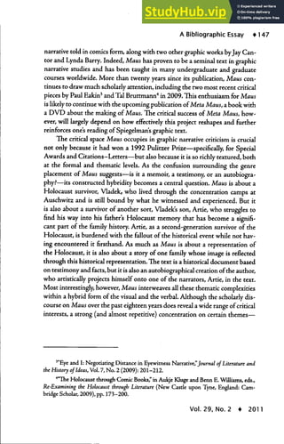 Art Spiegelman S Maus A Survivor S Tale A Bibliographic Essay | PDF