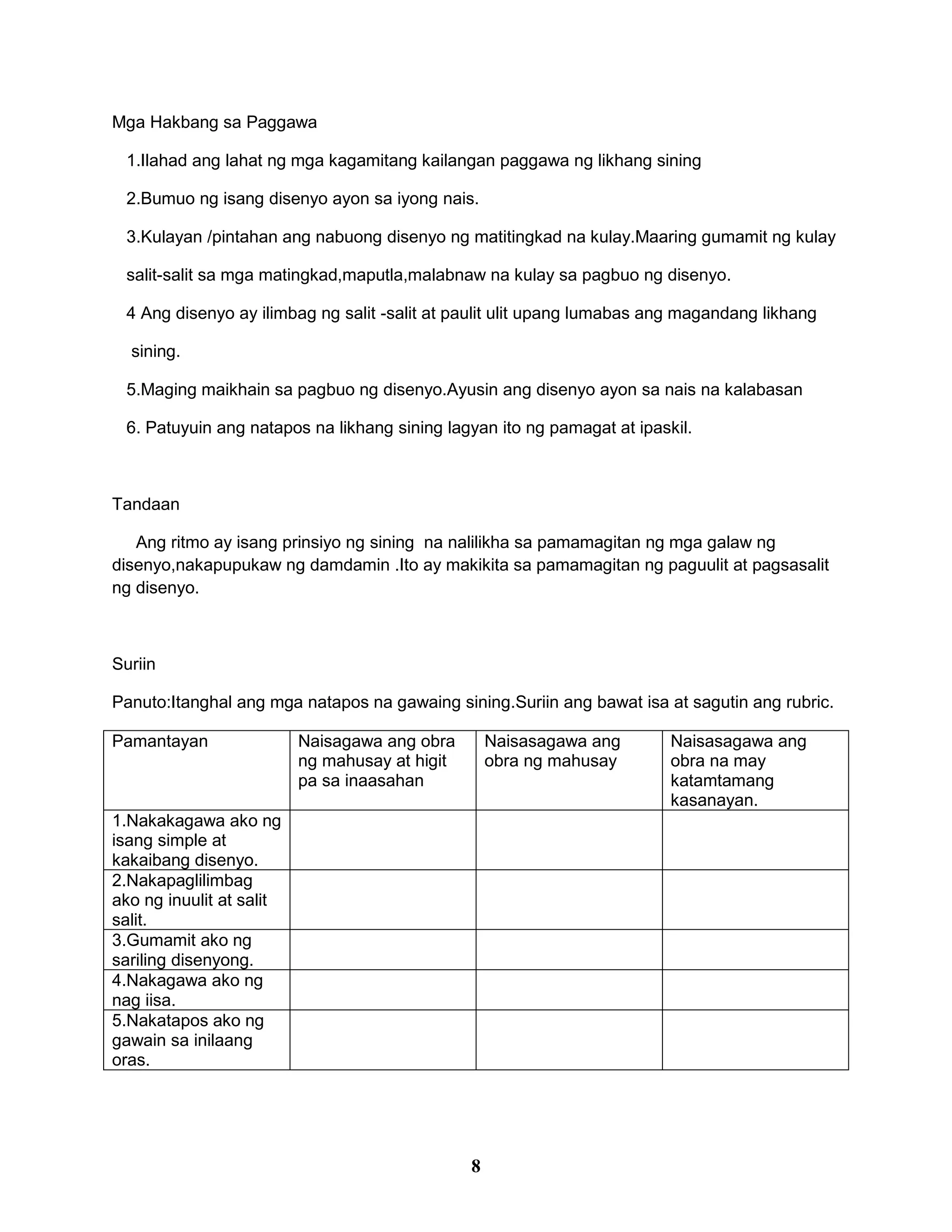 K TO 12 GRADE 5 LEARNER’S MATERIAL IN ARTS (Q1-Q4) | PDF