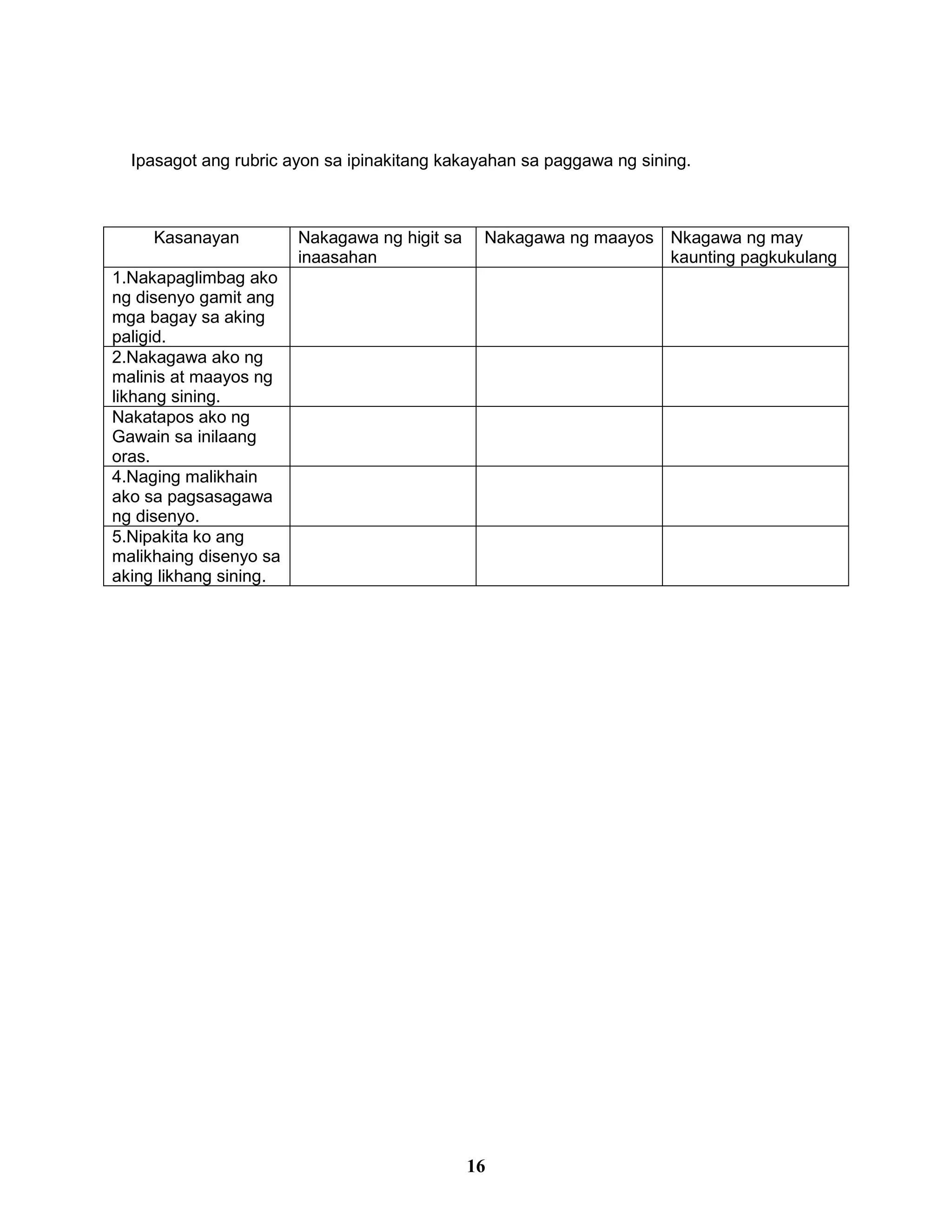K TO 12 GRADE 5 LEARNER’S MATERIAL IN ARTS (Q1-Q4) | PDF