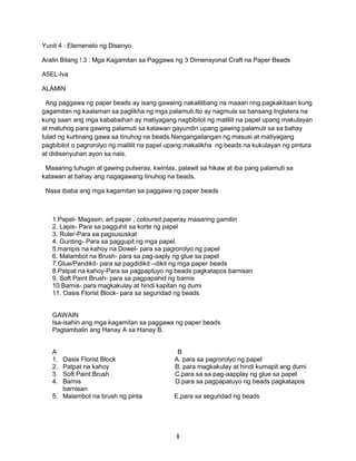 K TO 12 GRADE 5 LEARNER’S MATERIAL IN ARTS (Q1-Q4) | PDF