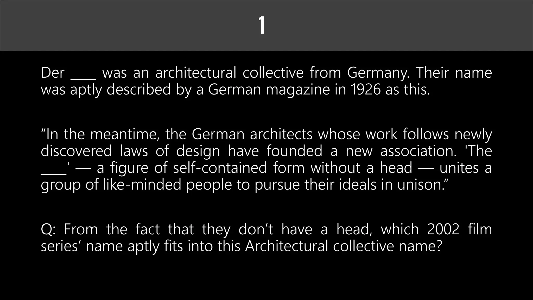 Arts Quiz - CQC Marathon - question on the ring | PPT