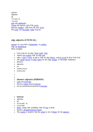 Arts vocabulary | DOCX