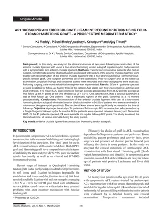 Arthroscopic Anterior Cruciate Ligament Reconstruction Using Four ...