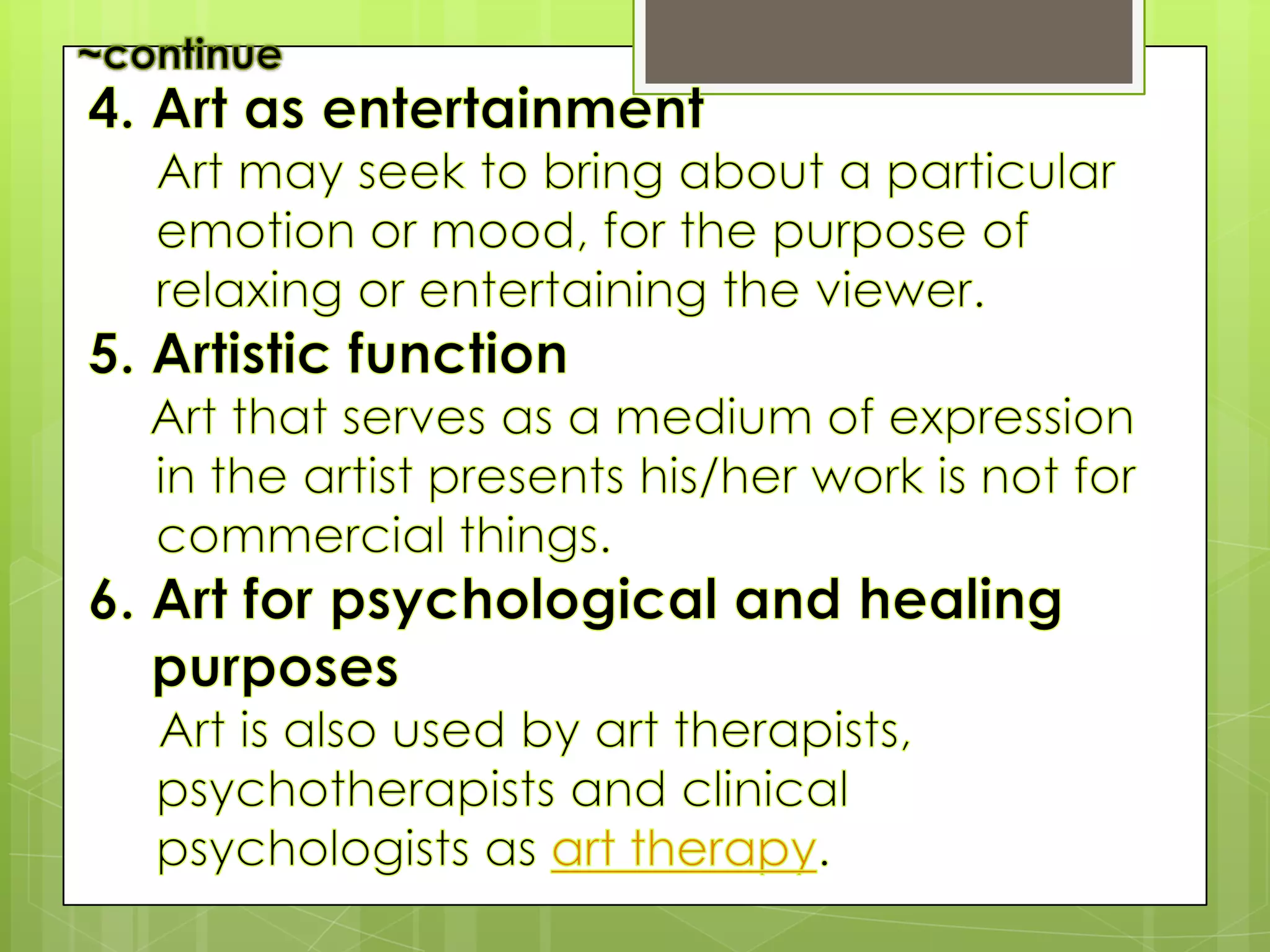 Art themes and purposes | PPTX