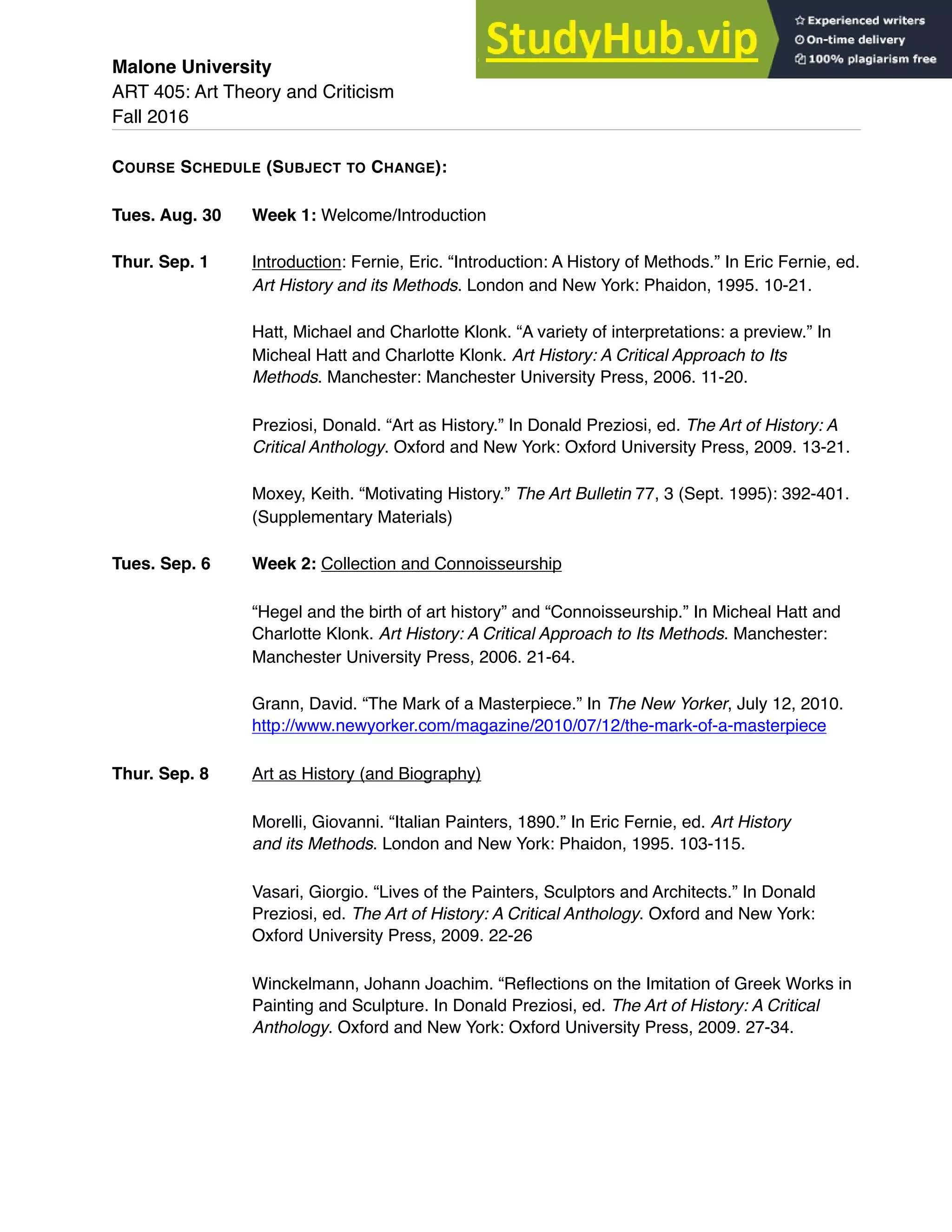 Art Theory And Criticism Syllabus | PDF