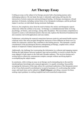 Art Therapy Essay | PDF
