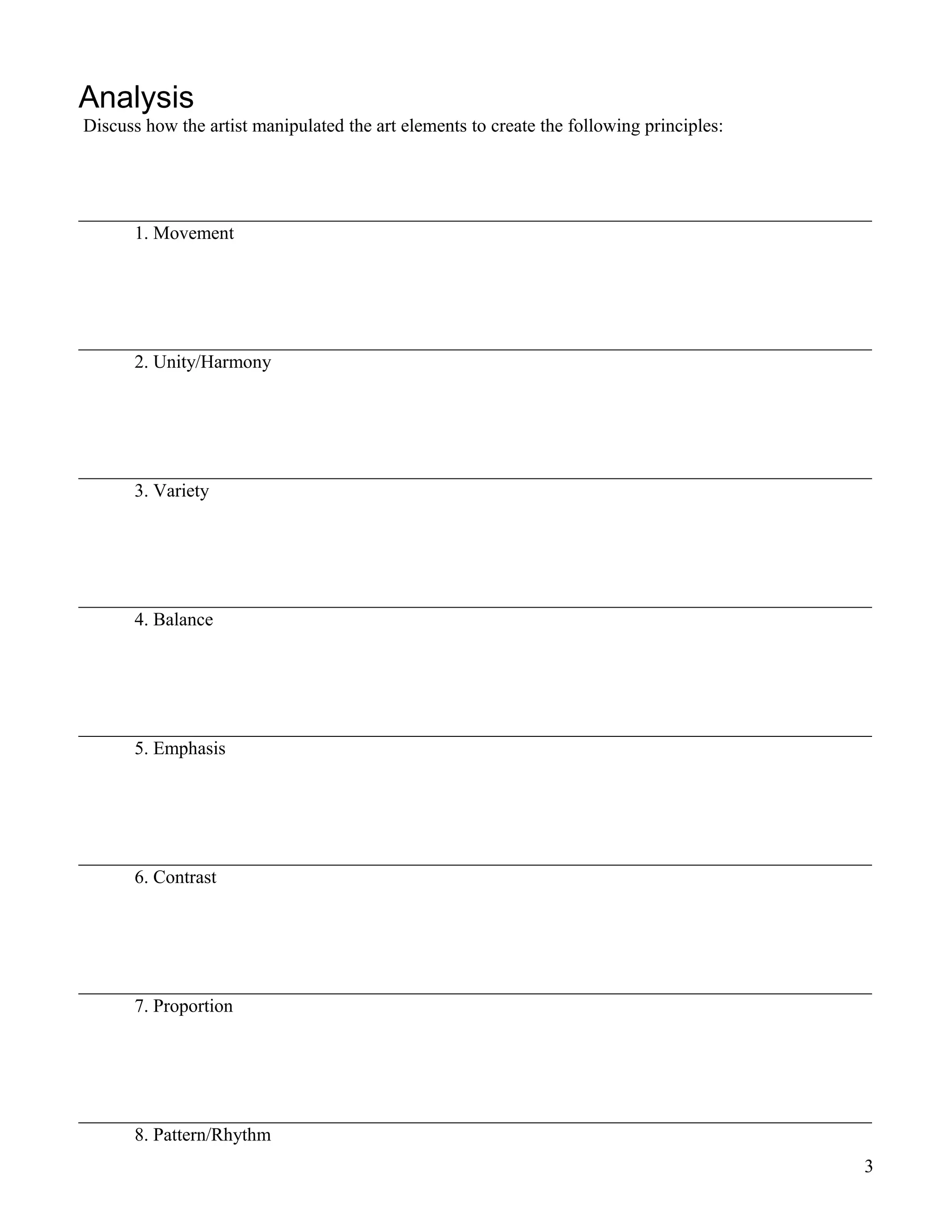 Artwork analysis worksheet | DOC