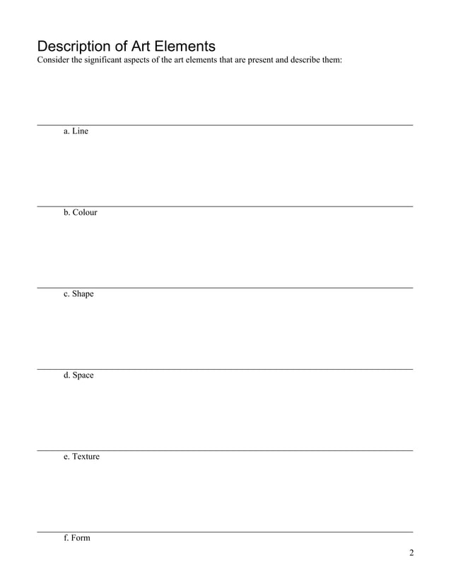 Artwork analysis worksheet | DOC