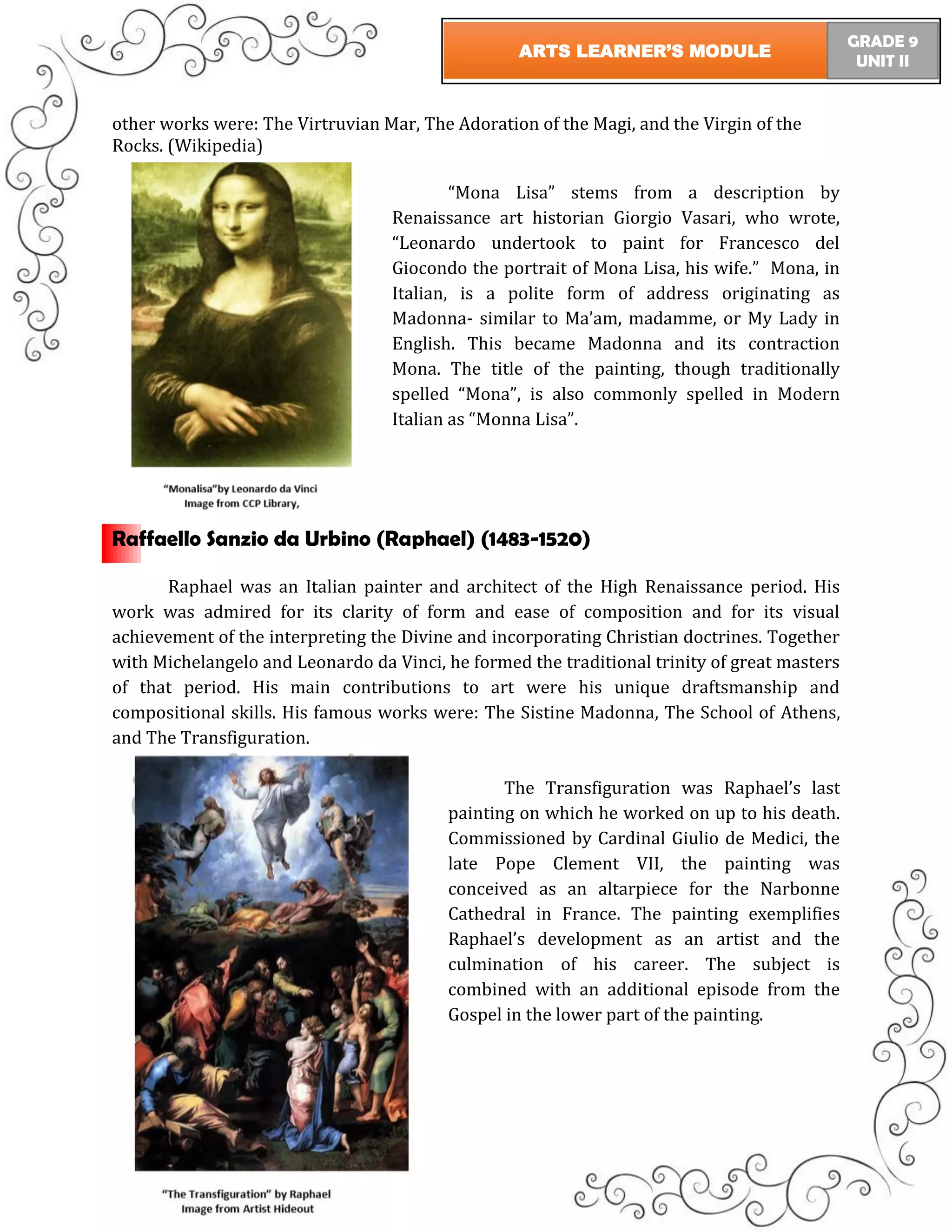 Artworks and Artists of Renaissance and Baroque Period | PDF