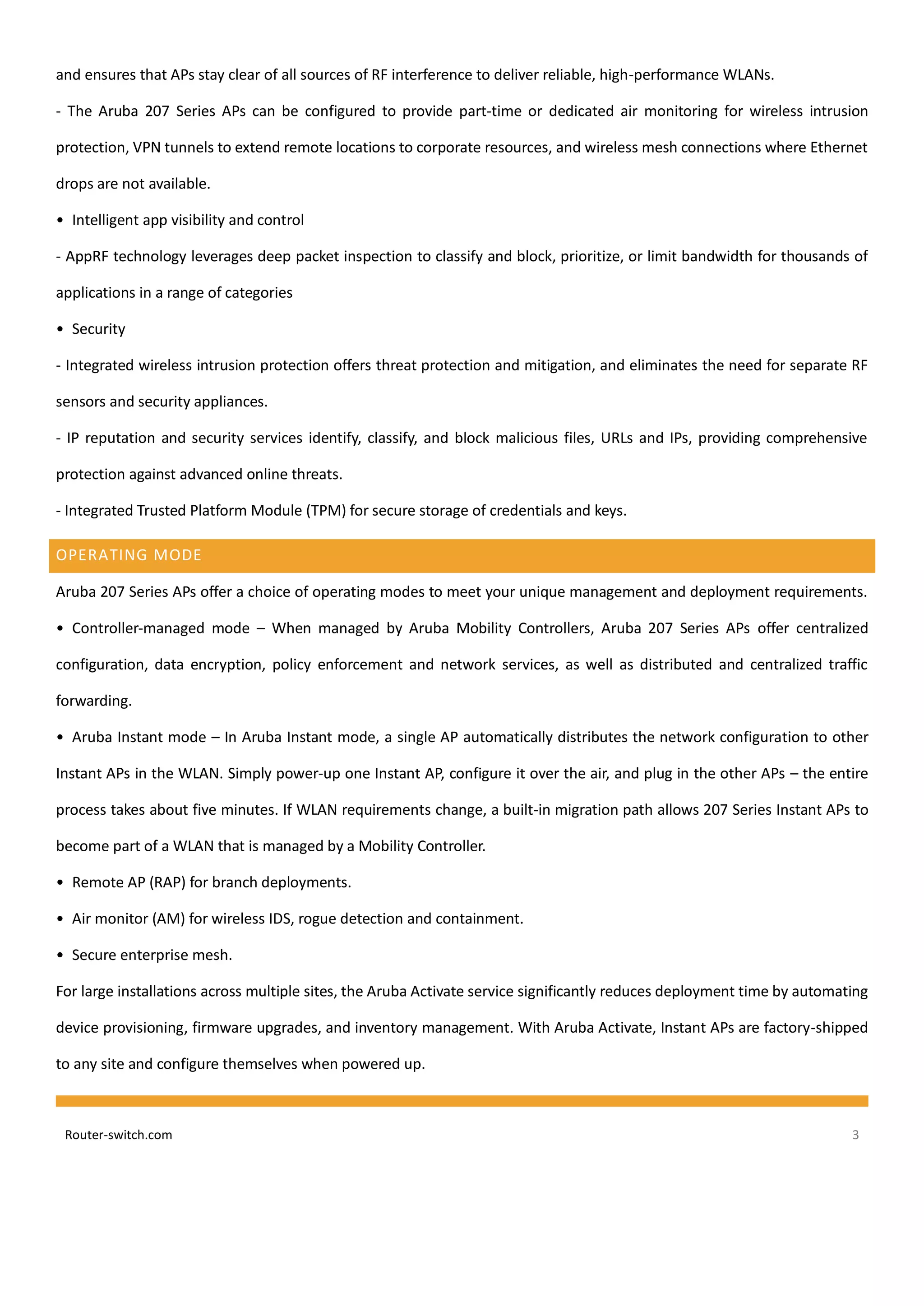 Aruba 207 Series Access Point Data Sheet | PDF