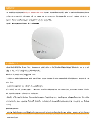 Aruba 207 Series Access Point Data Sheet | PDF