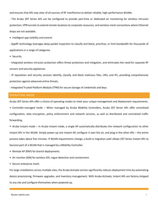Aruba 207 Series Access Point Data Sheet | PDF