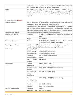 Aruba 2530 Switch Series Data Sheet | PDF