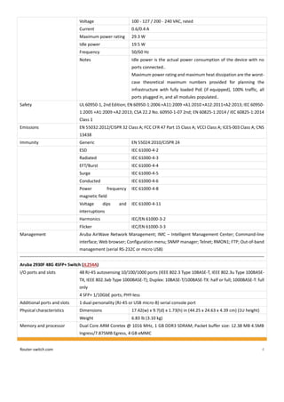 Aruba 2930F Switch Series Datasheet | PDF
