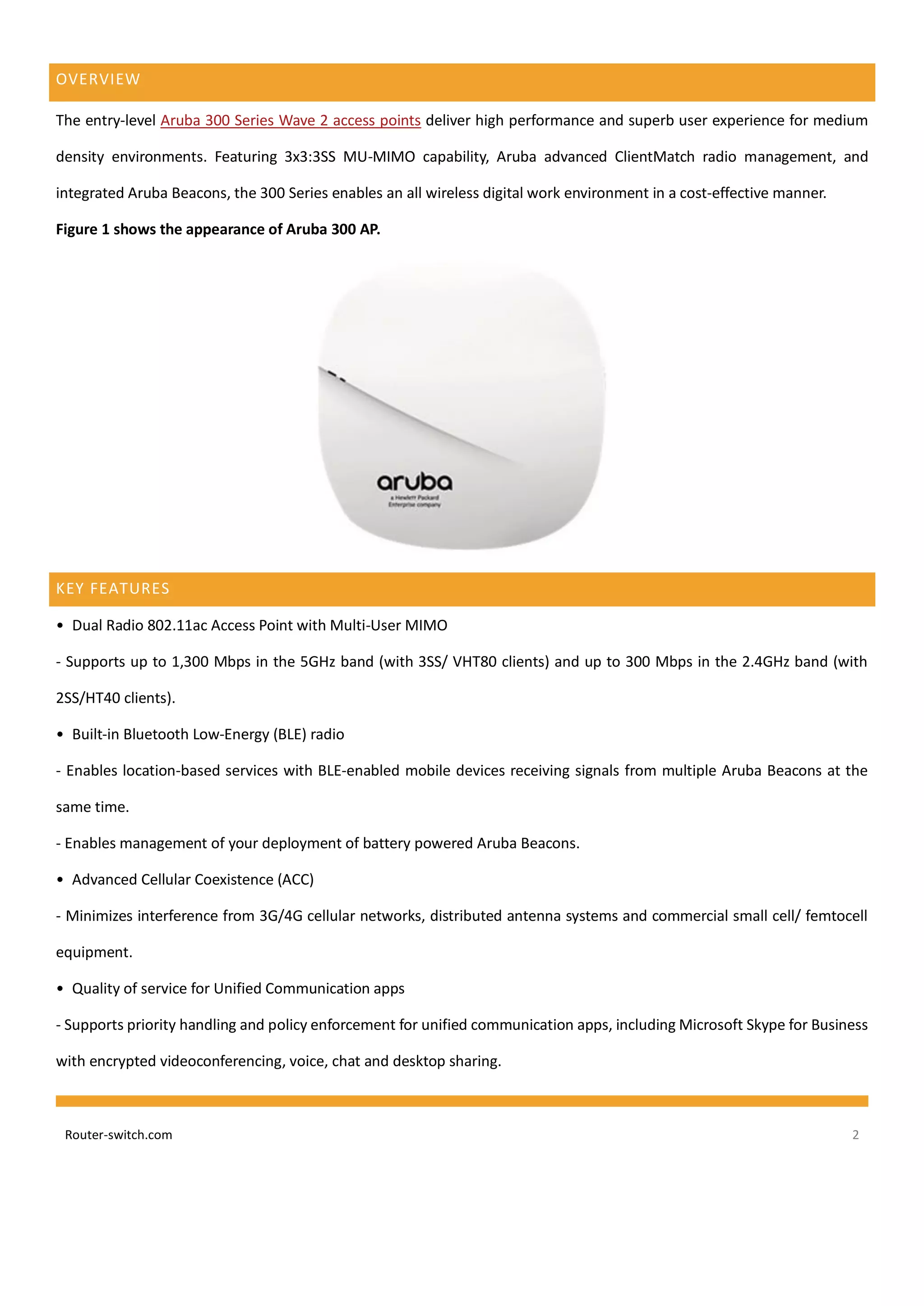 Aruba 300 Series Access Point Data Sheet | PDF