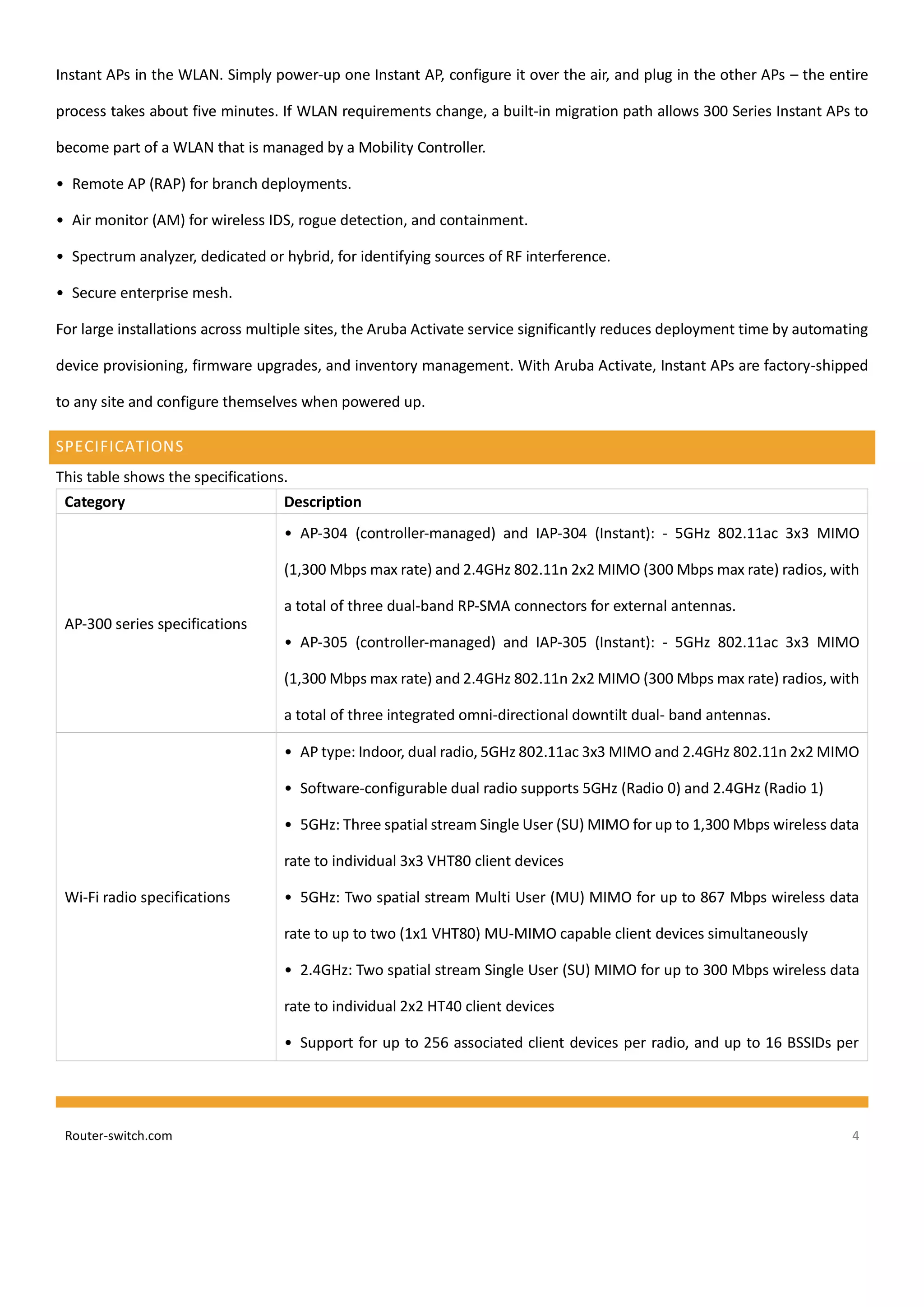 Aruba 300 Series Access Point Data Sheet | PDF