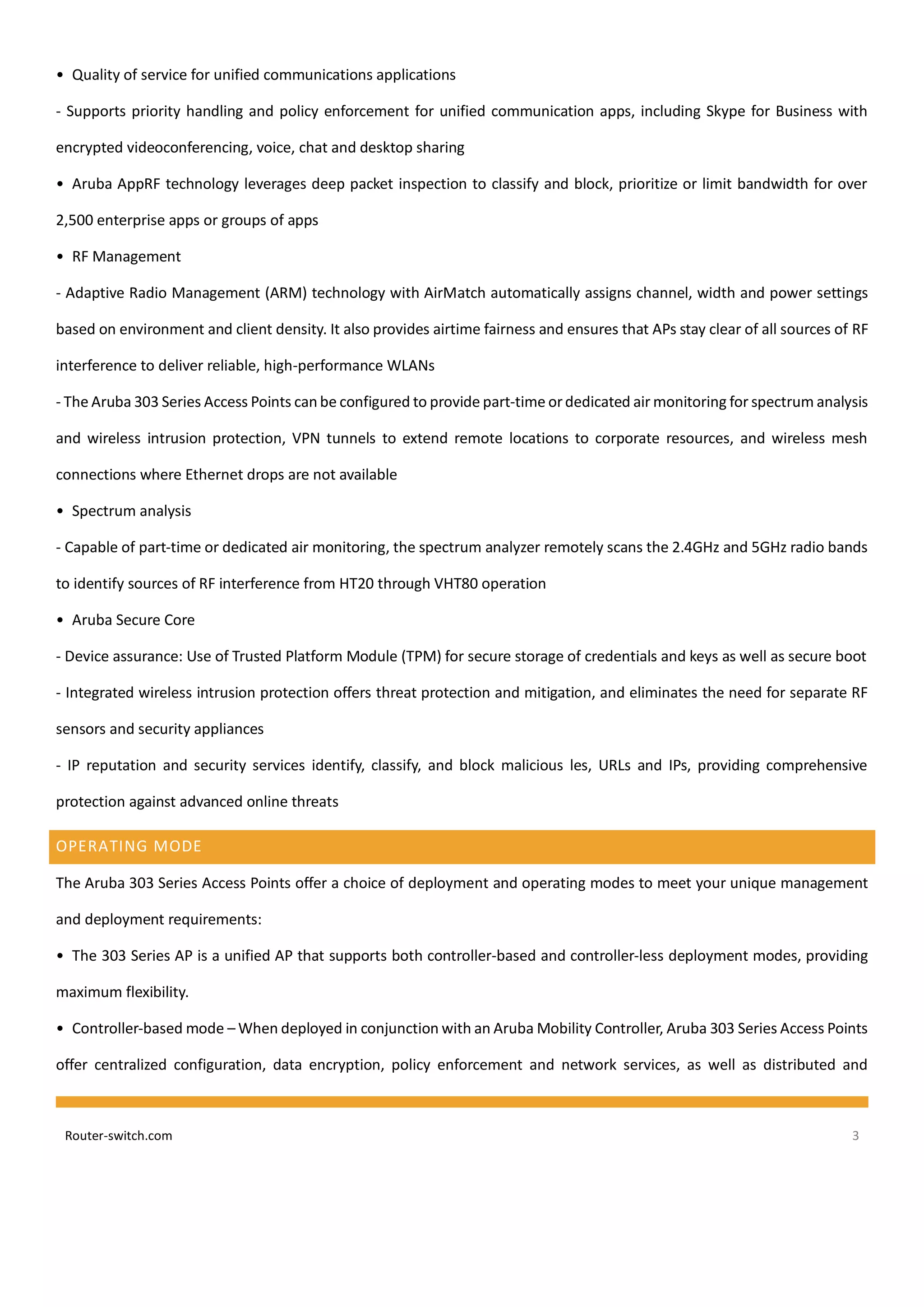 Aruba 303 Series Access Point Data Sheet | PDF