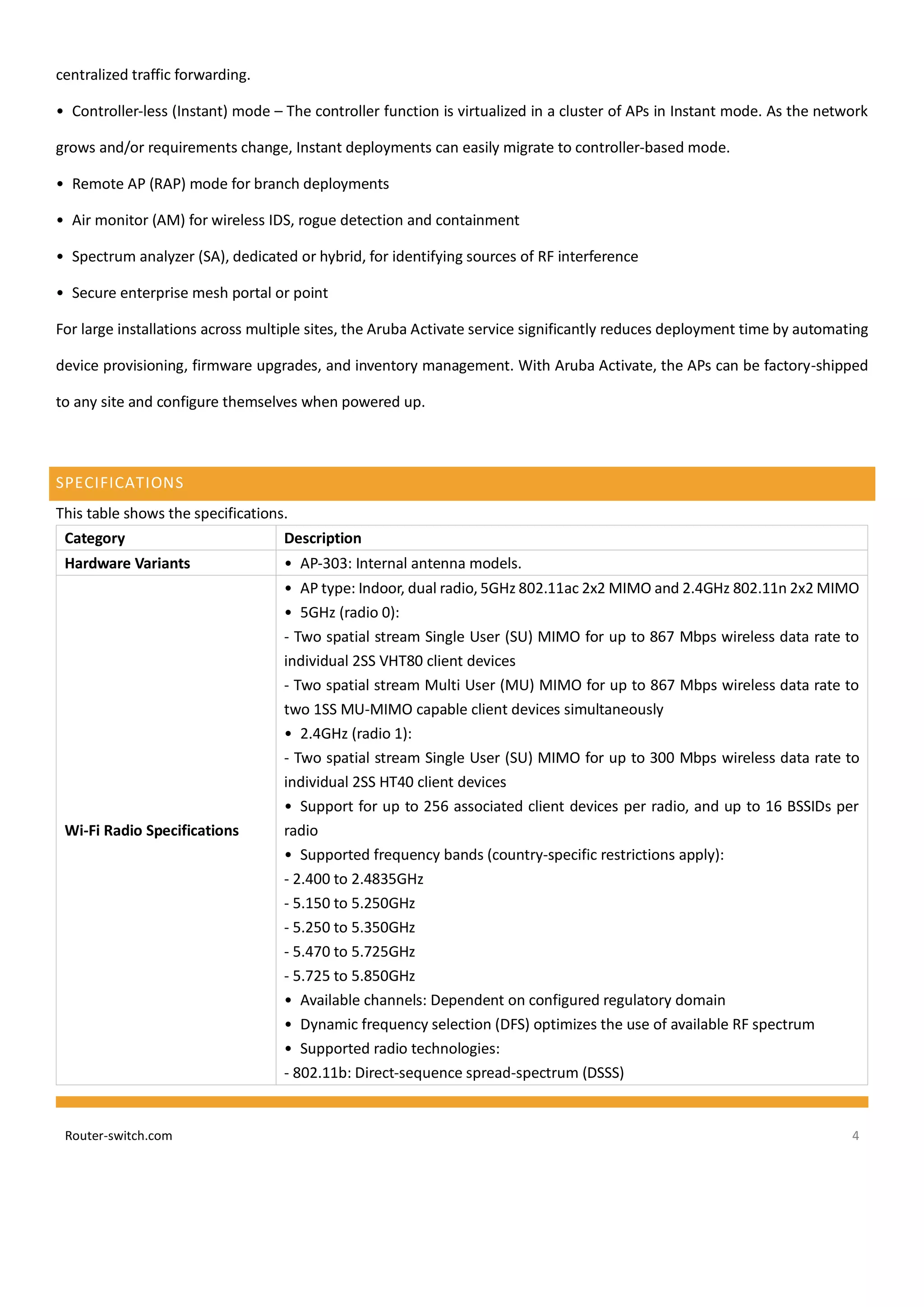 Aruba 303 Series Access Point Data Sheet | PDF
