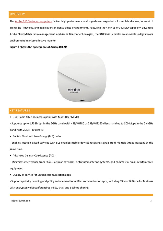 Aruba 310 Series Access Point Data Sheet | PDF