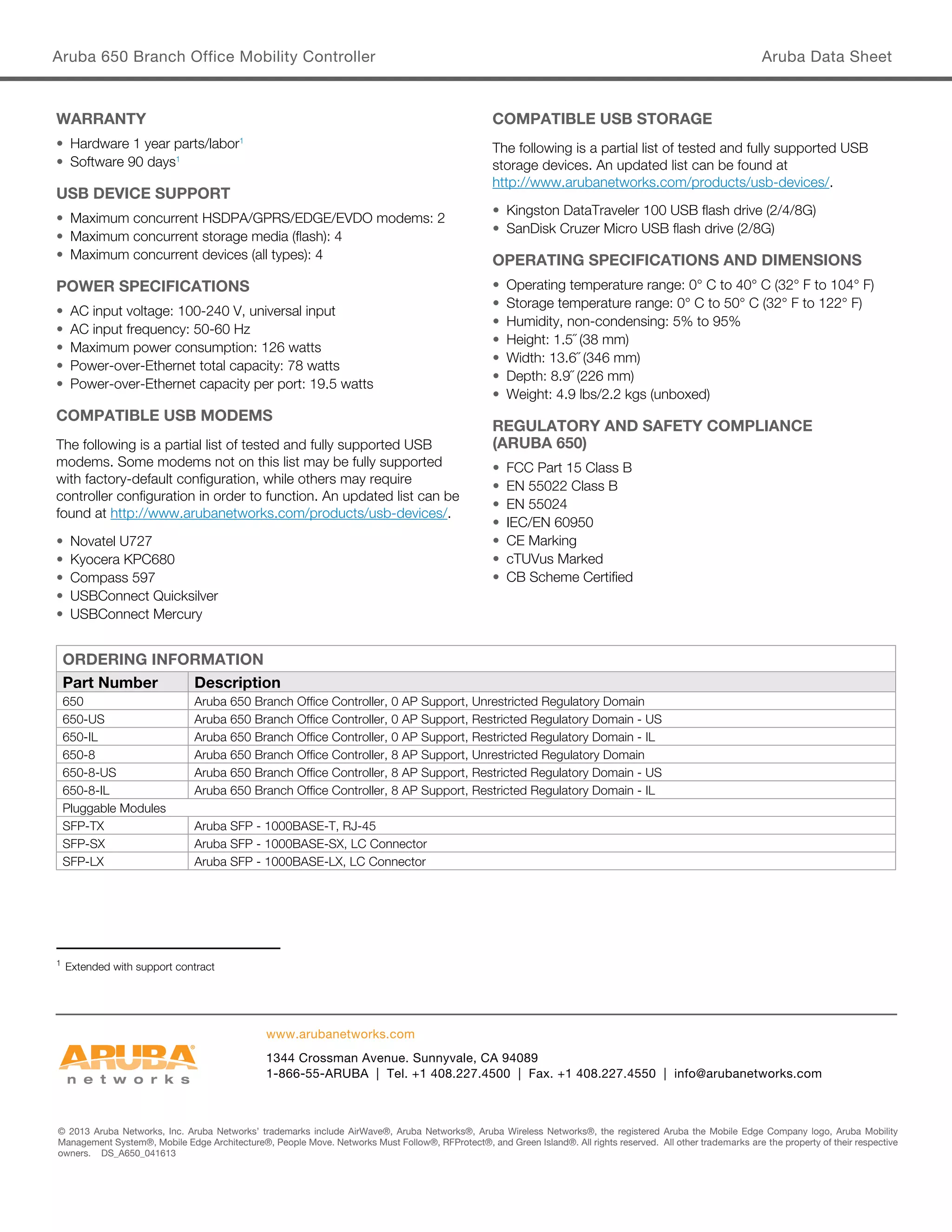 Aruba 650 ds_a650651 | PDF