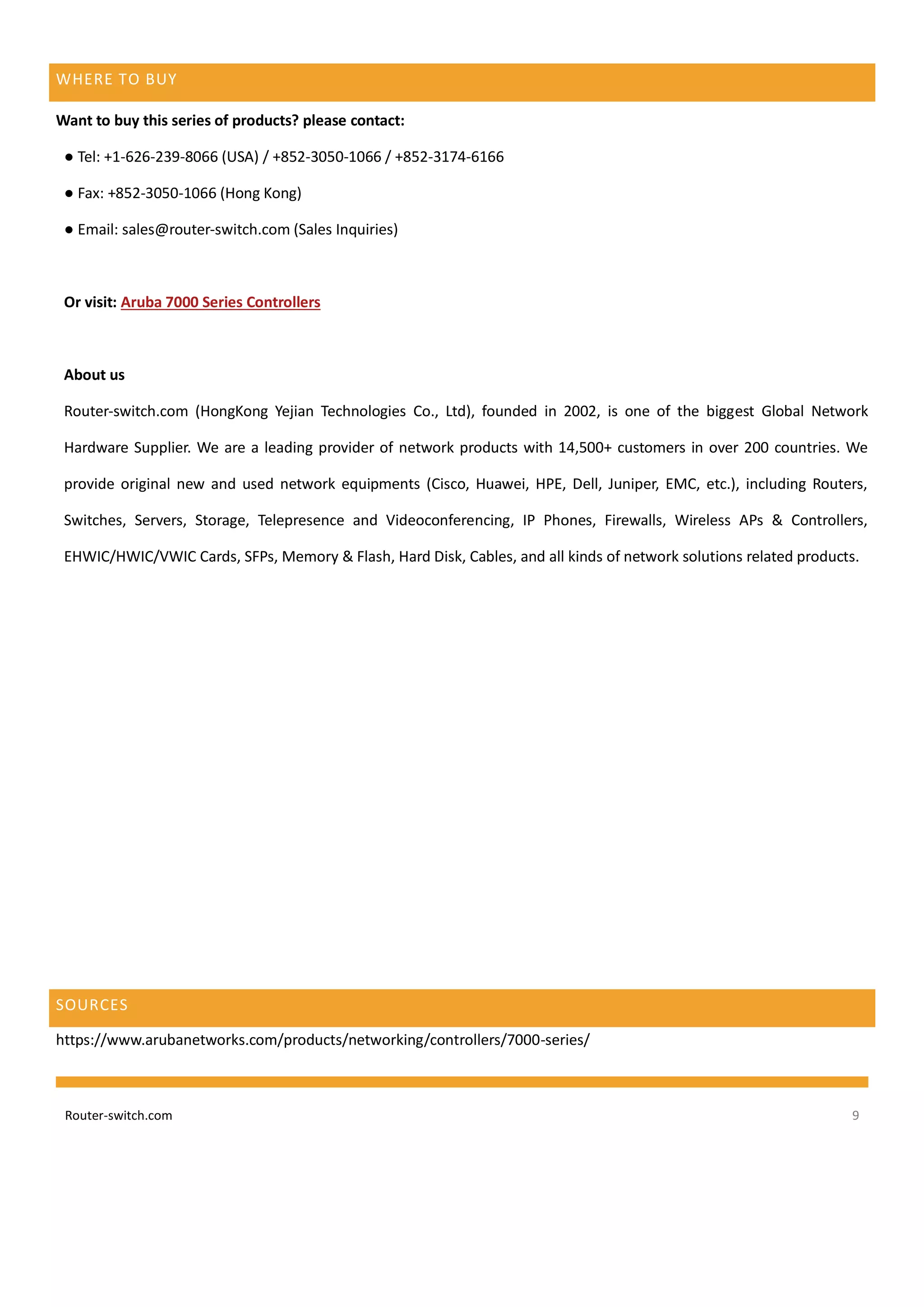 Aruba 7000 Series Mobility Controller Data Sheet | PDF