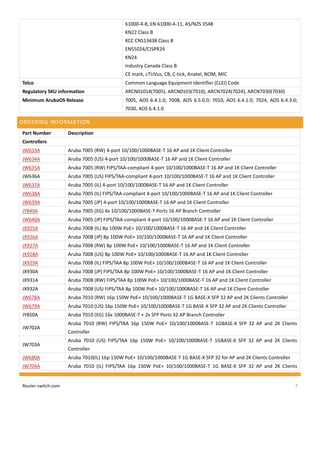 Aruba 7000 Series Mobility Controller Data Sheet | PDF
