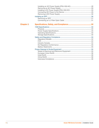 Aruba Mobility Controller 7200 Installation Guide | PDF