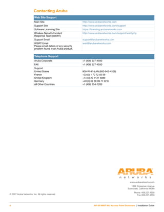 Aruba Access Point Enclosure Installation Guide | PDF