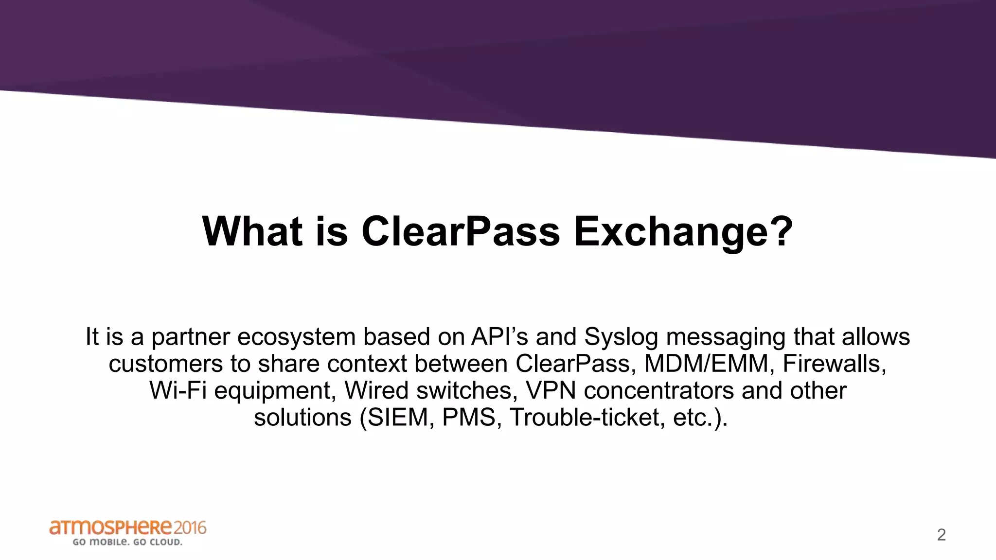 Aruba ClearPass Exchange Deep Dive | PPTX