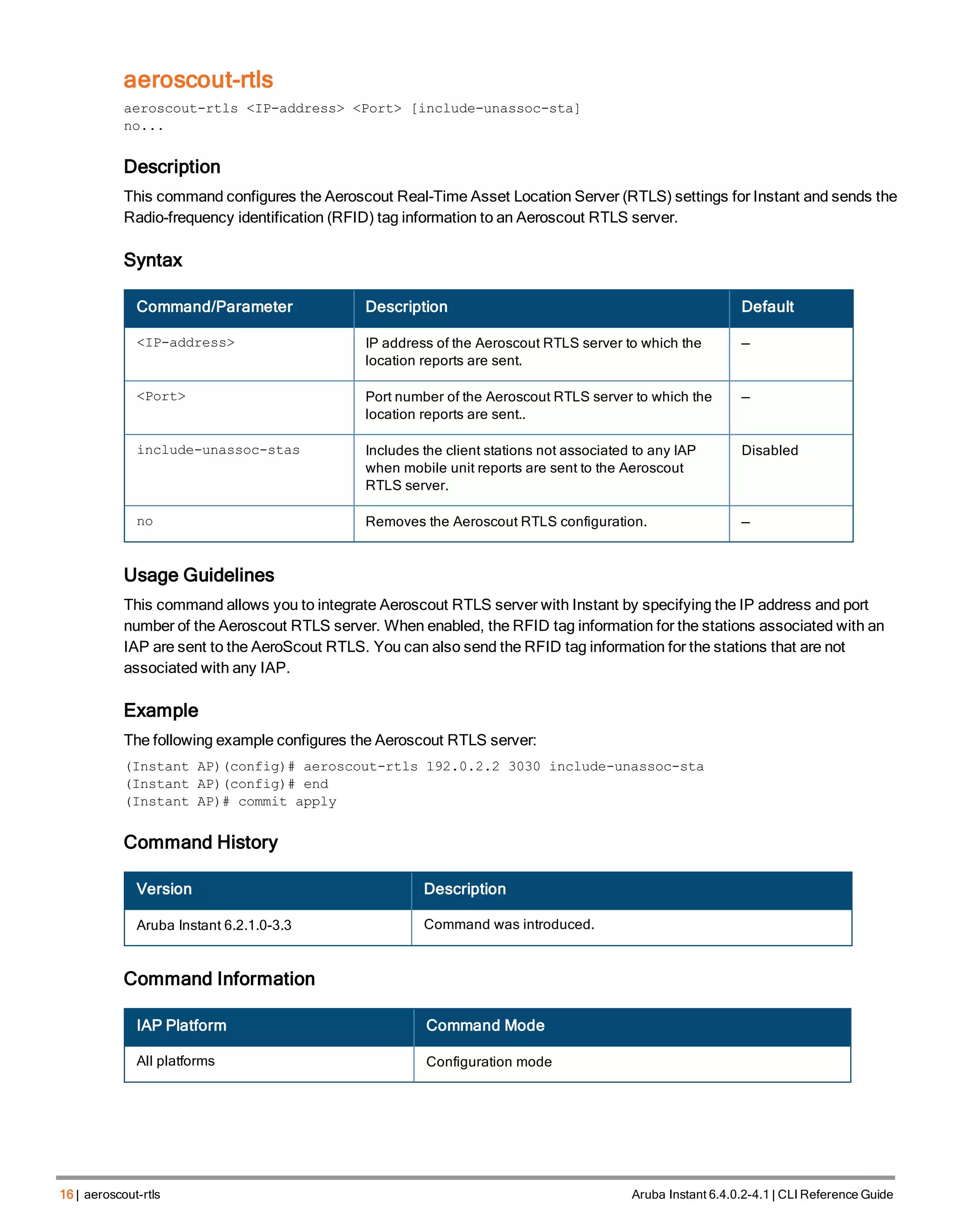 Aruba Instant 6.4.0.2-4.1 Command Line Interface Reference Guide | PDF