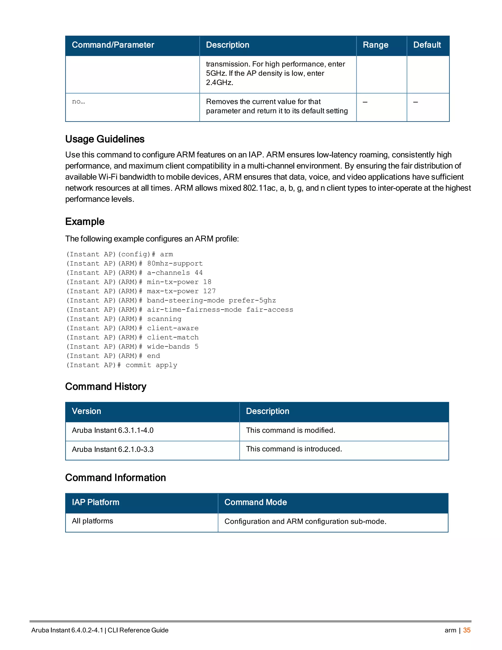 Aruba Instant 6.4.0.2-4.1 Command Line Interface Reference Guide | PDF
