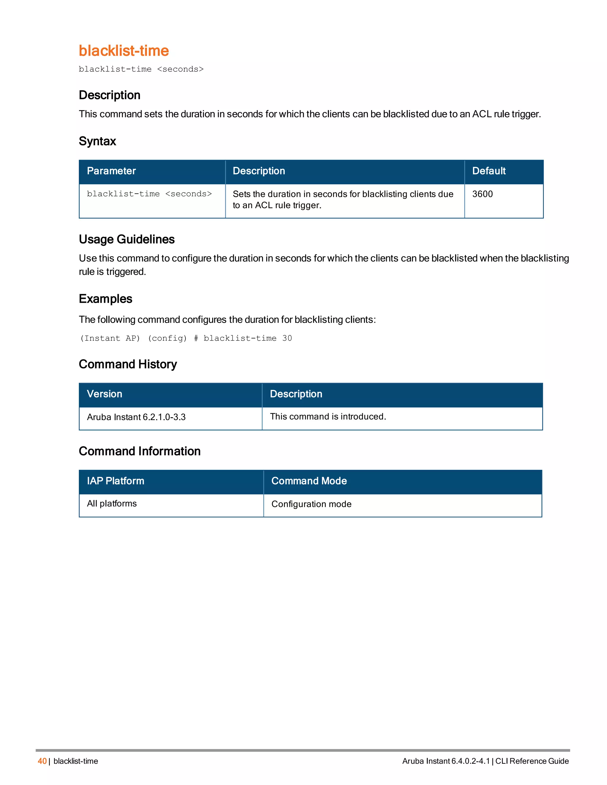 Aruba Instant 6.4.0.2-4.1 Command Line Interface Reference Guide | PDF