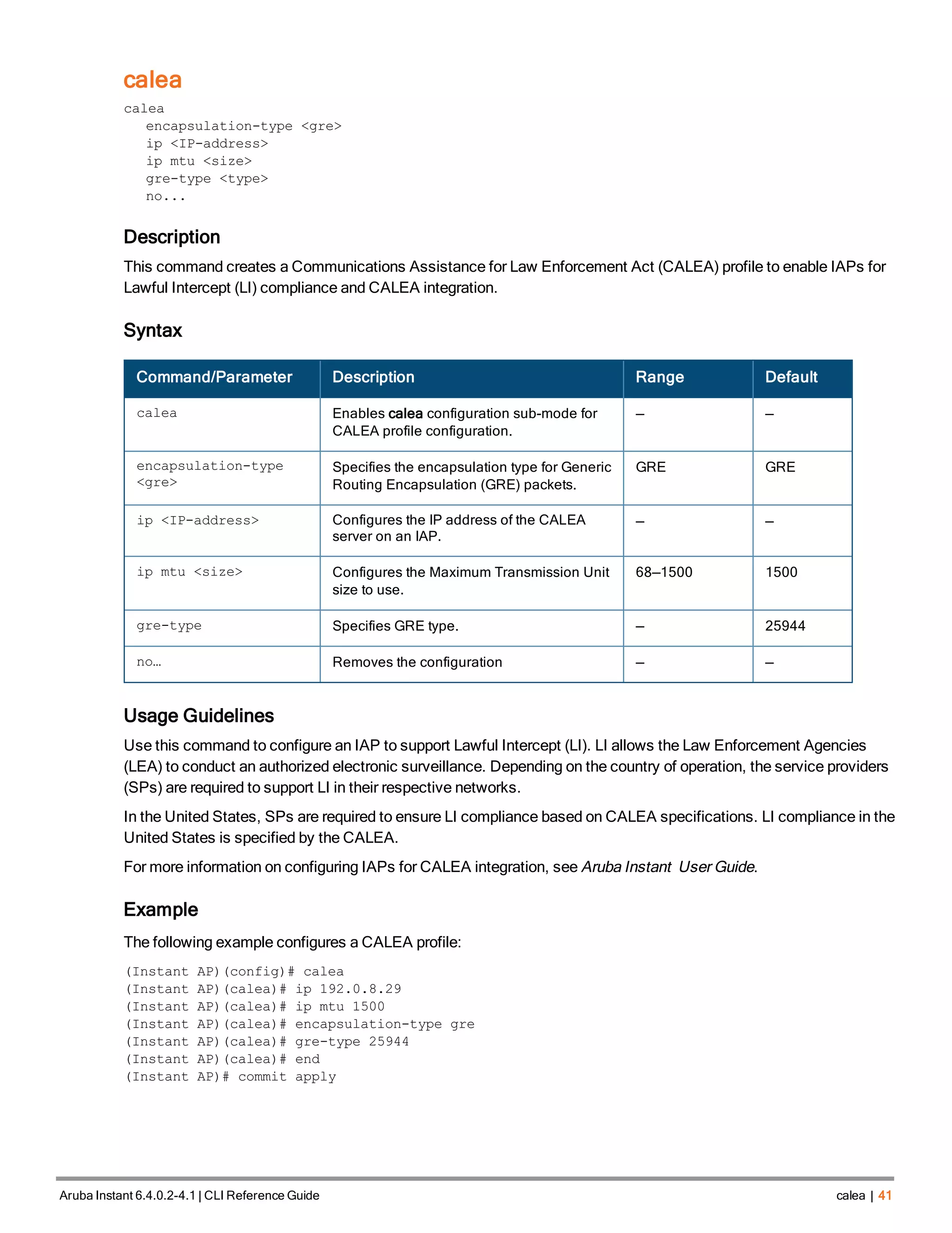 Aruba Instant 6.4.0.2-4.1 Command Line Interface Reference Guide | PDF