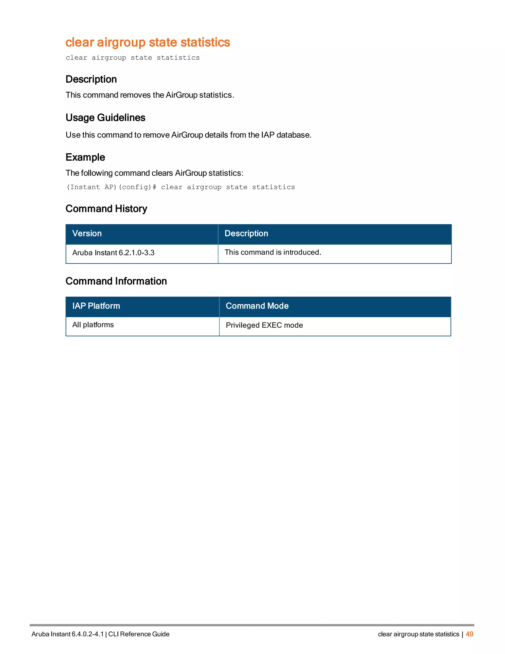 Aruba Instant 6.4.0.2-4.1 Command Line Interface Reference Guide | PDF