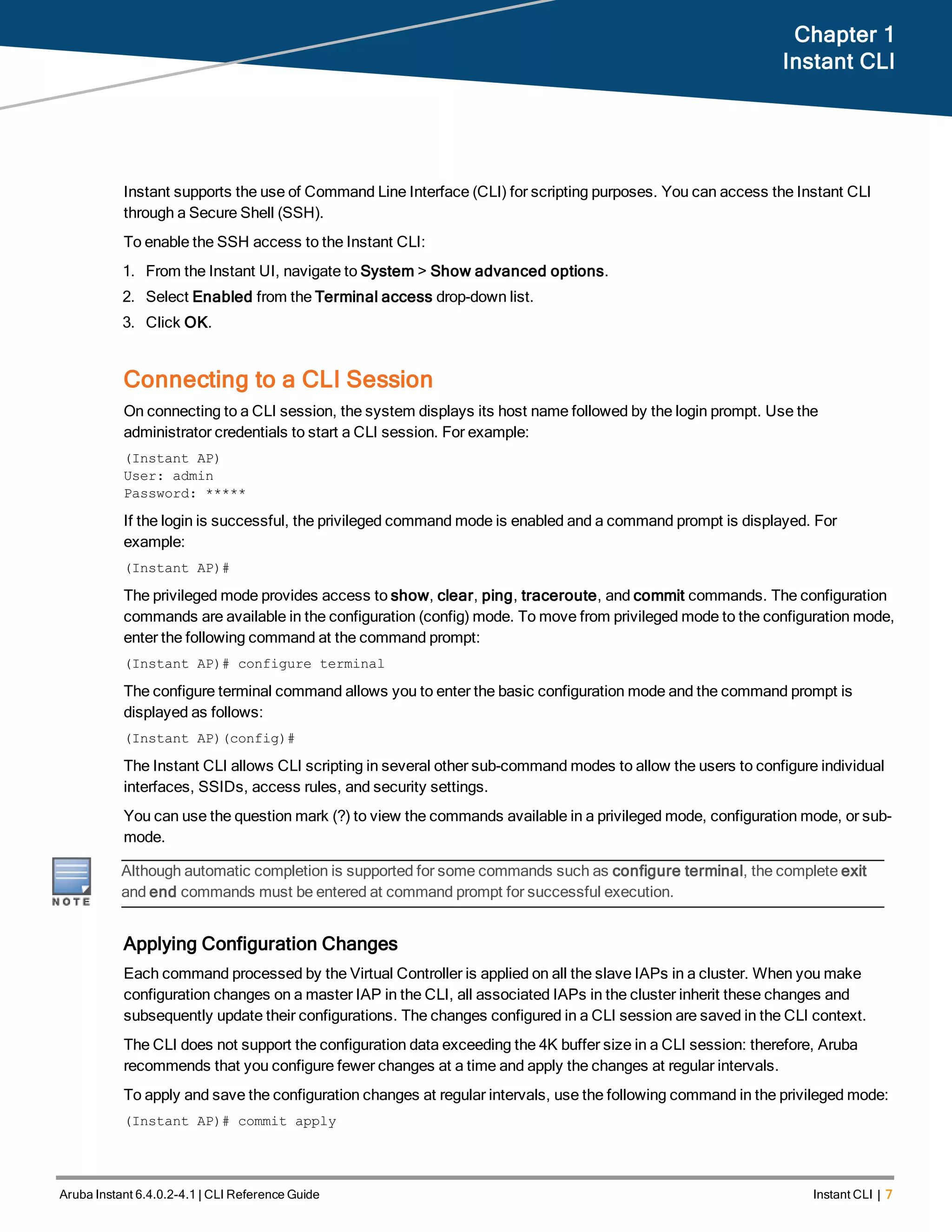 Aruba Instant 6.4.0.2-4.1 Command Line Interface Reference Guide | PDF