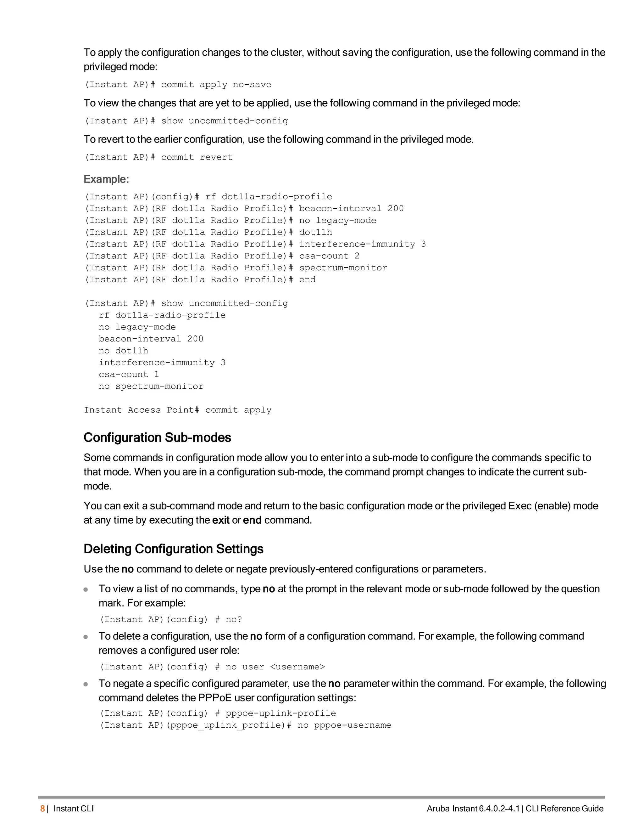 Aruba Instant 6.4.0.2-4.1 Command Line Interface Reference Guide | PDF