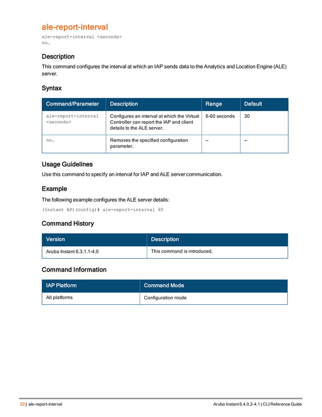 Aruba Instant 6.4.0.2-4.1 Command Line Interface Reference Guide | PDF | Operating Systems ...