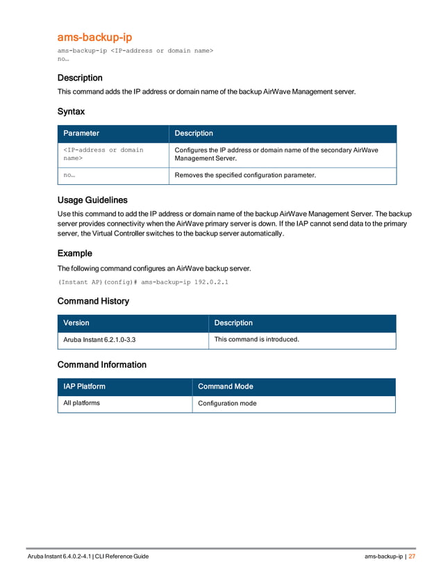 Aruba Instant 6.4.0.2-4.1 Command Line Interface Reference Guide | PDF ...