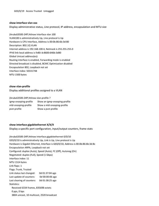 Aruba mobility access switch useful commands v2 | PDF | Computer Networking | Computing