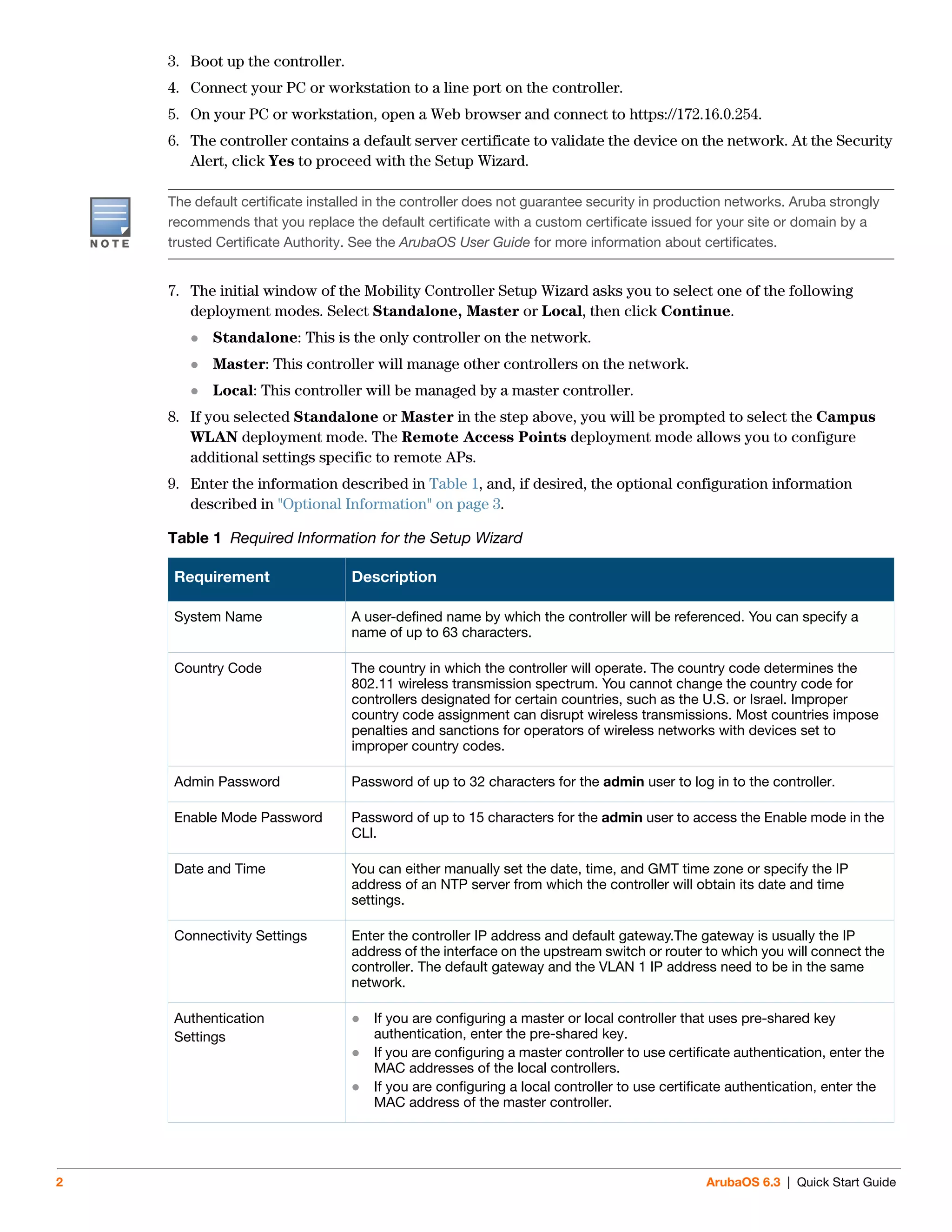 Aruba os 6.3.x quick start guide | PDF