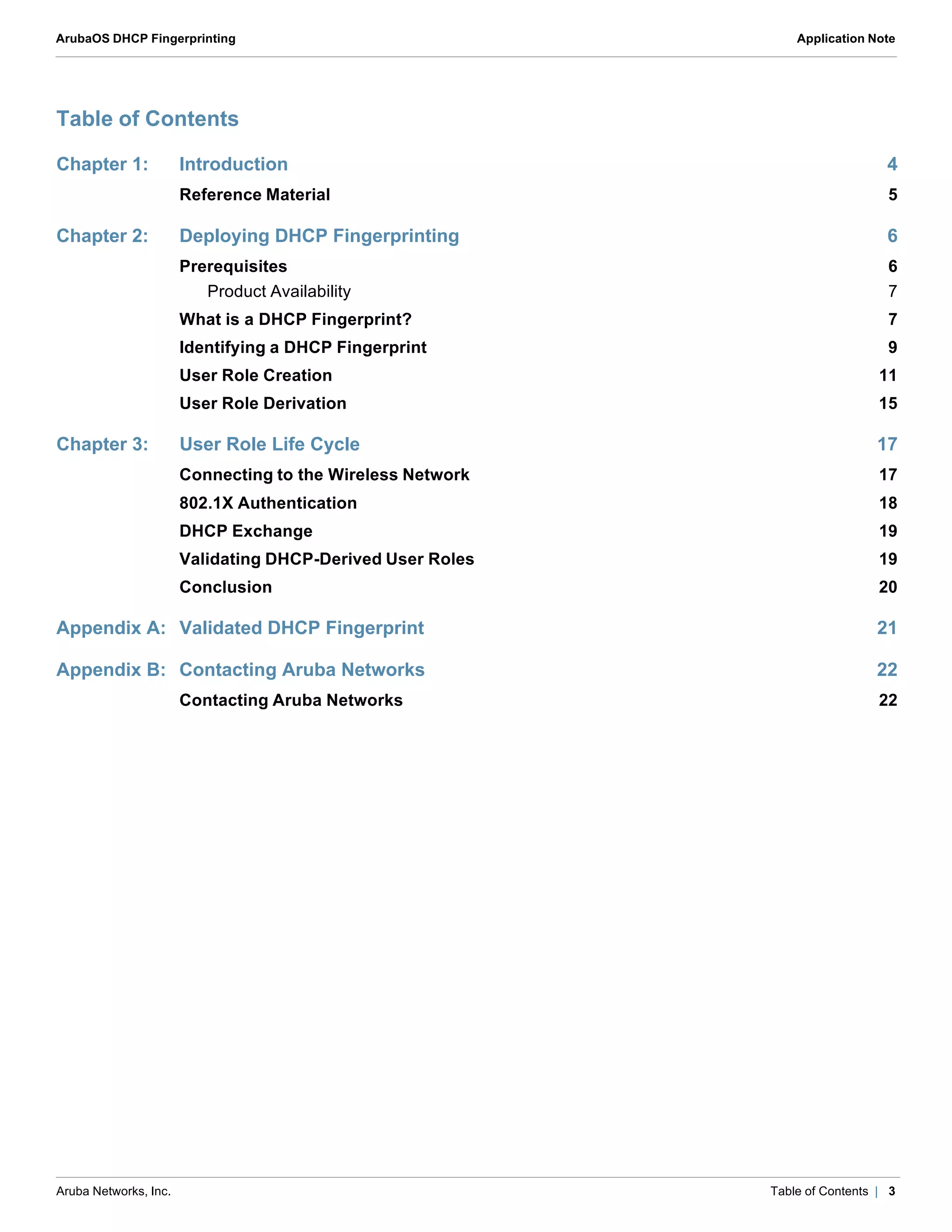 ArubaOS DHCP Fingerprinting | PDF