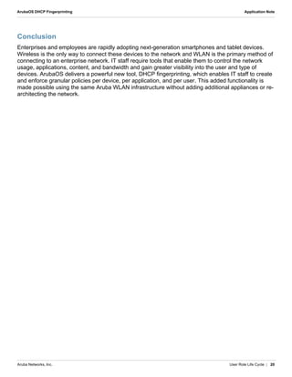 ArubaOS DHCP Fingerprinting | PDF