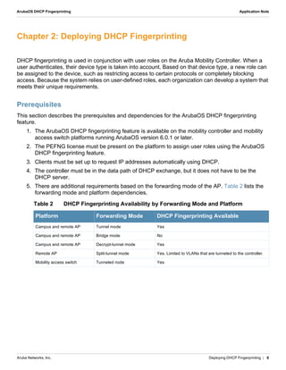 ArubaOS DHCP Fingerprinting | PDF