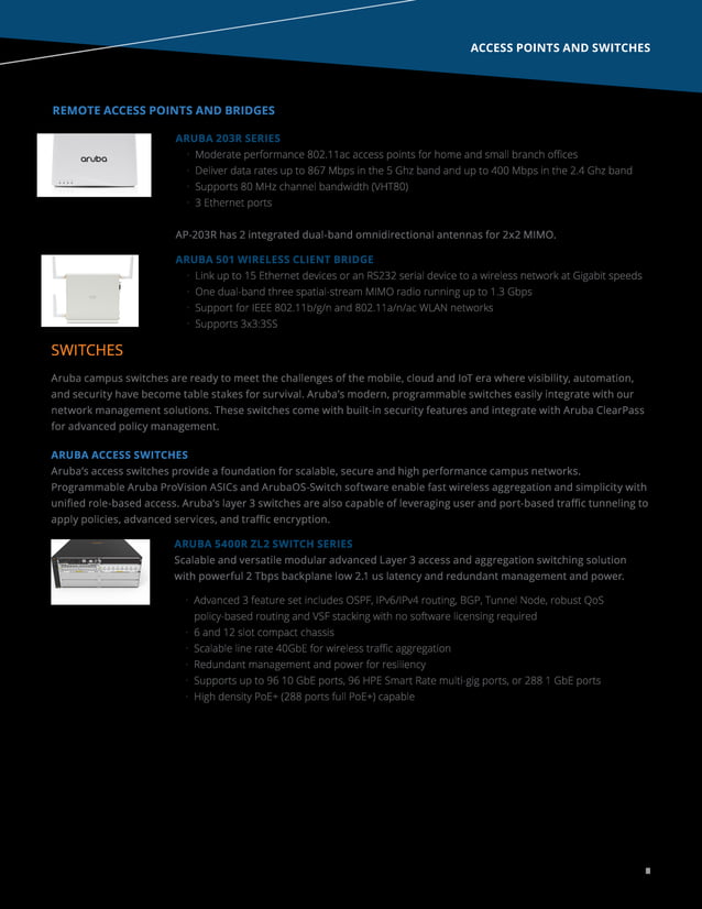 Aruba products and solutions brochure 2019 | PDF