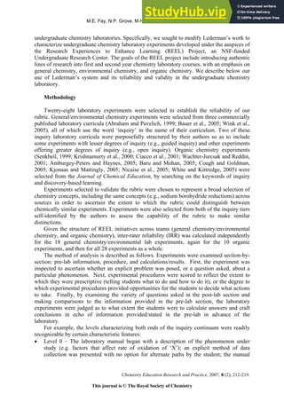 A Rubric To Characterize Inquiry In The Undergraduate Chemistry ...