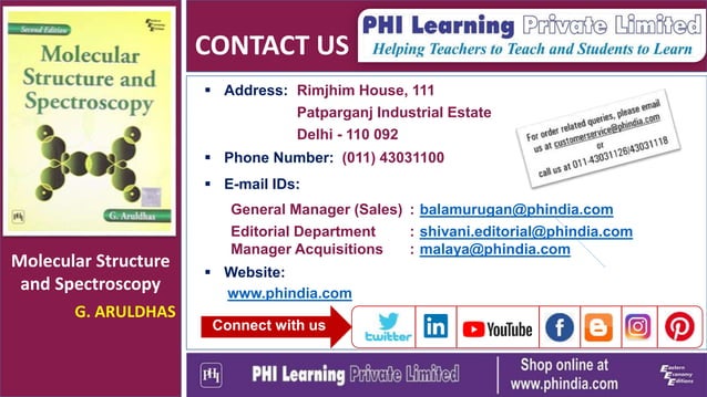MOLECULAR STRUCTURE AND SPECTROSCOPY - PHI Learning | PPT