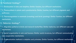 Homologoy and Analogy charecters of animals | PPT